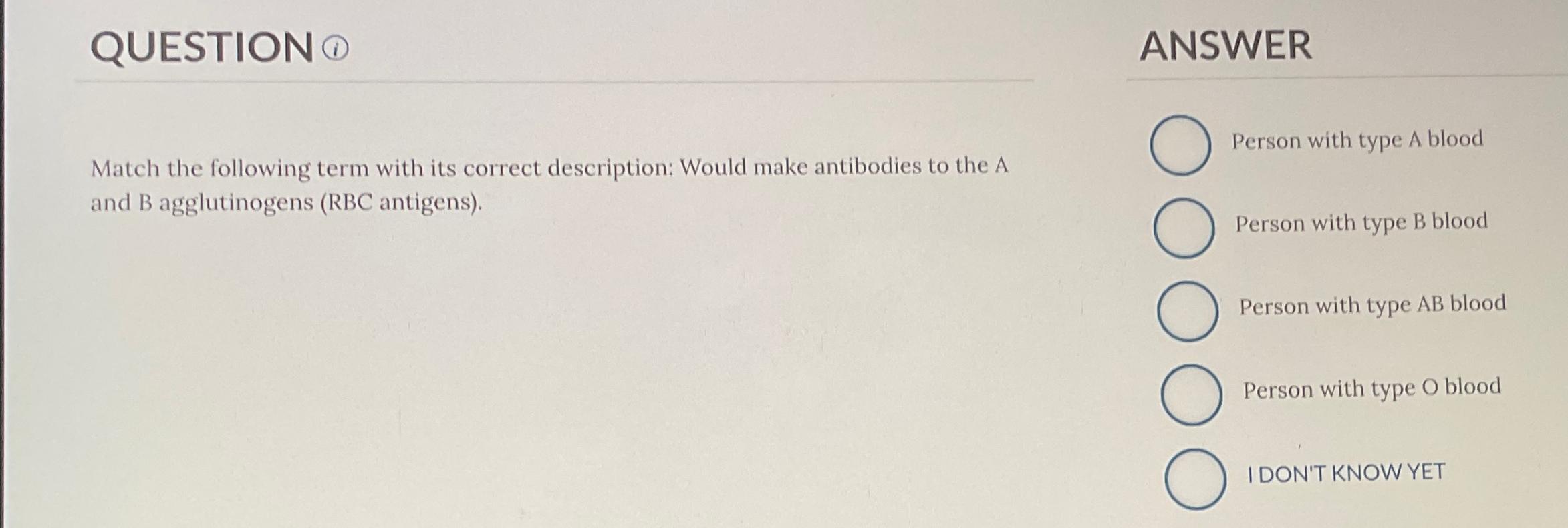 Solved QUESTION (1)ANSWERMatch the following term with its | Chegg.com