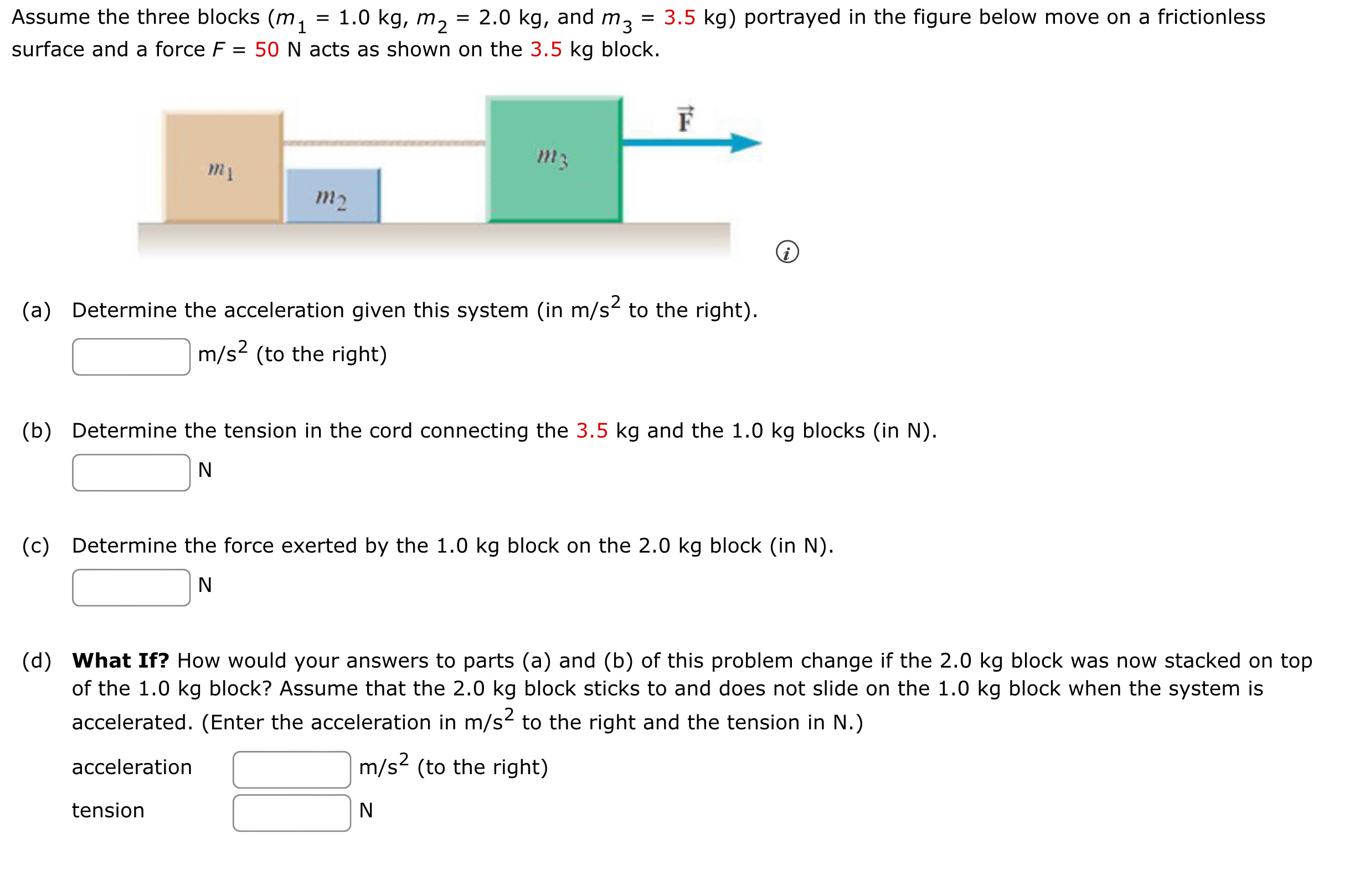Solved Assume the three blocks , ﻿and (:m3=3.5(kg) | Chegg.com