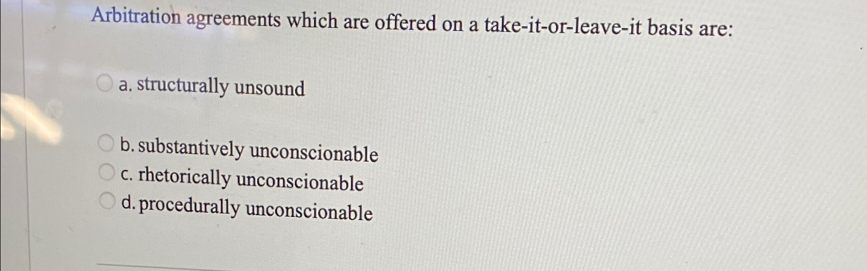 Solved Arbitration agreements which are offered on a | Chegg.com