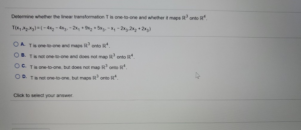 Solved Determine whether the linear transformation T is | Chegg.com