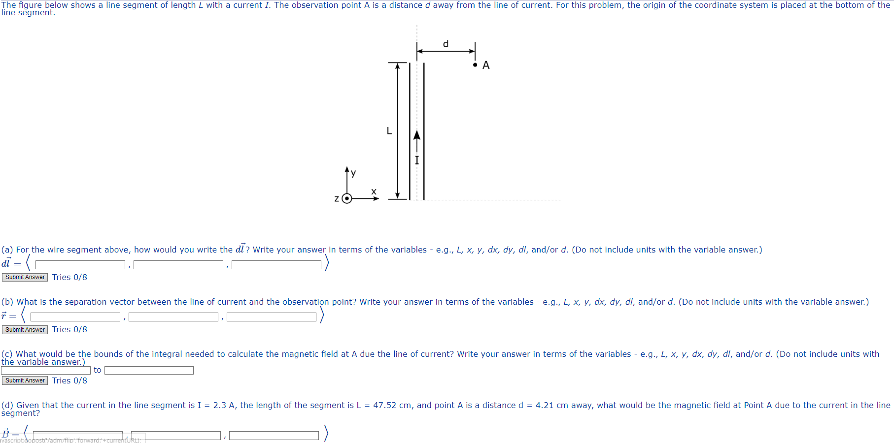 Solved line segment.(a) ﻿For the wire segment above, how | Chegg.com
