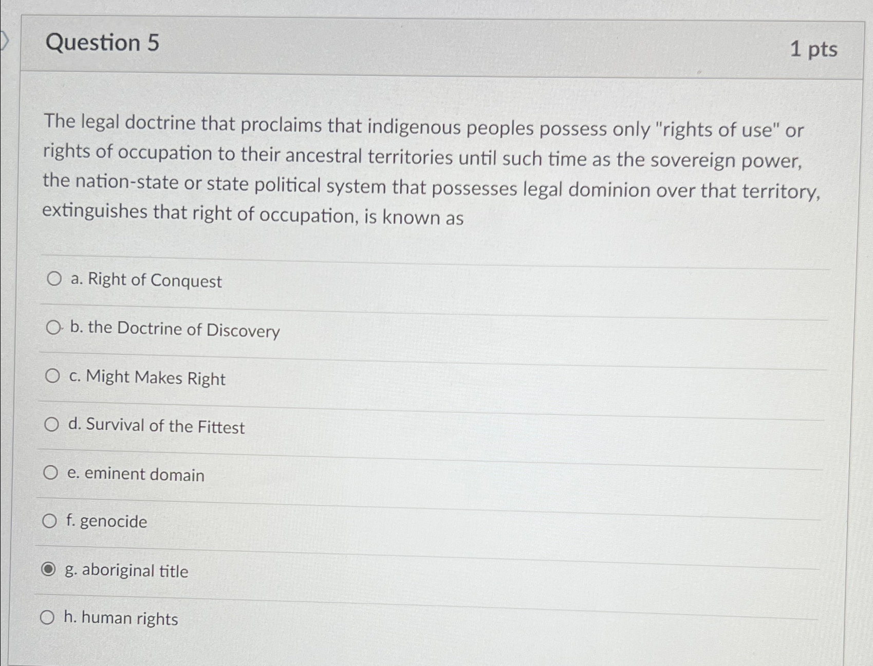 Solved Question 51ptsThe legal doctrine that proclaims that | Chegg.com