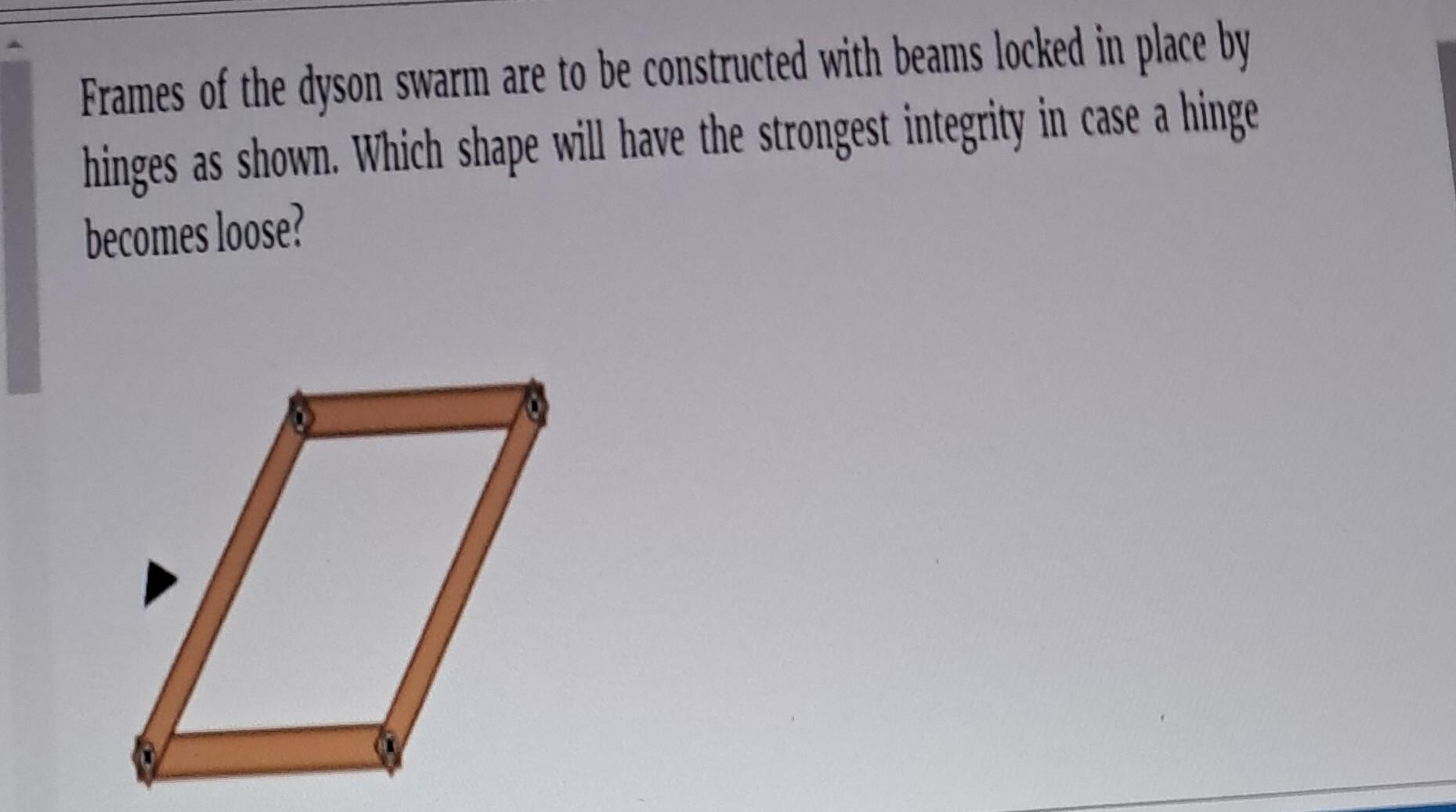 Solved Frames of the dyson swarm are to be constructed with | Chegg.com