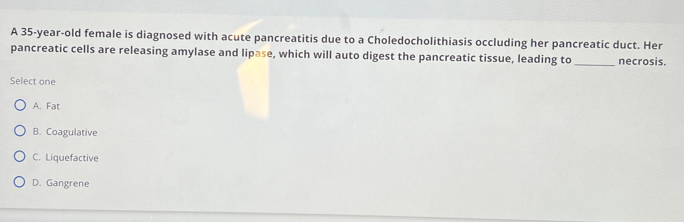 Solved A 35-year-old female is diagnosed with acute | Chegg.com