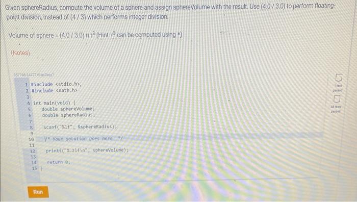 Solved I need help with the sphere volume. can u show me the | Chegg.com
