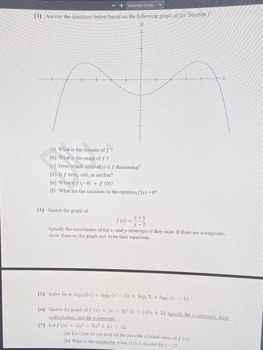 Solved A tot Zoom (3) Answer the questions below based on | Chegg.com