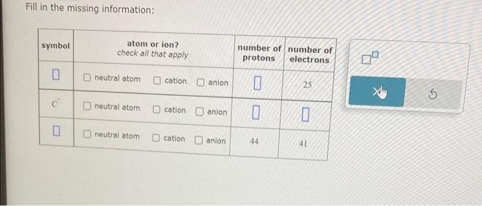 Solved Fill in the missing information: | Chegg.com