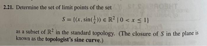 Solved 2.21. Determine the set of limit points of the set | Chegg.com