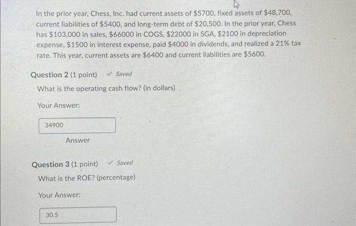 Solved find operating cash flow, ROE, change in net working | Chegg.com