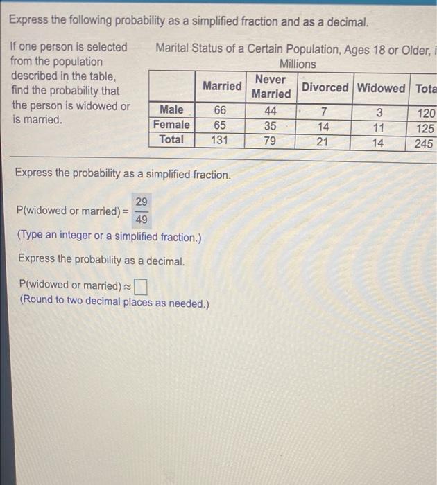 Solved Express the following probability as a simplified | Chegg.com
