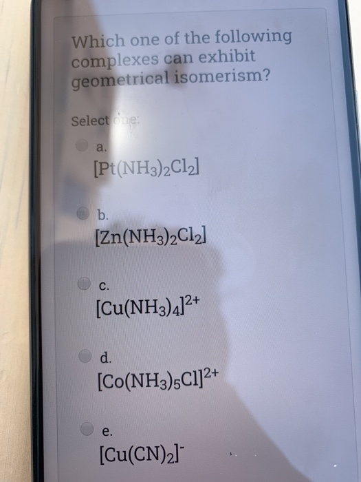 Solved Which one of the following complexes can exhibit | Chegg.com