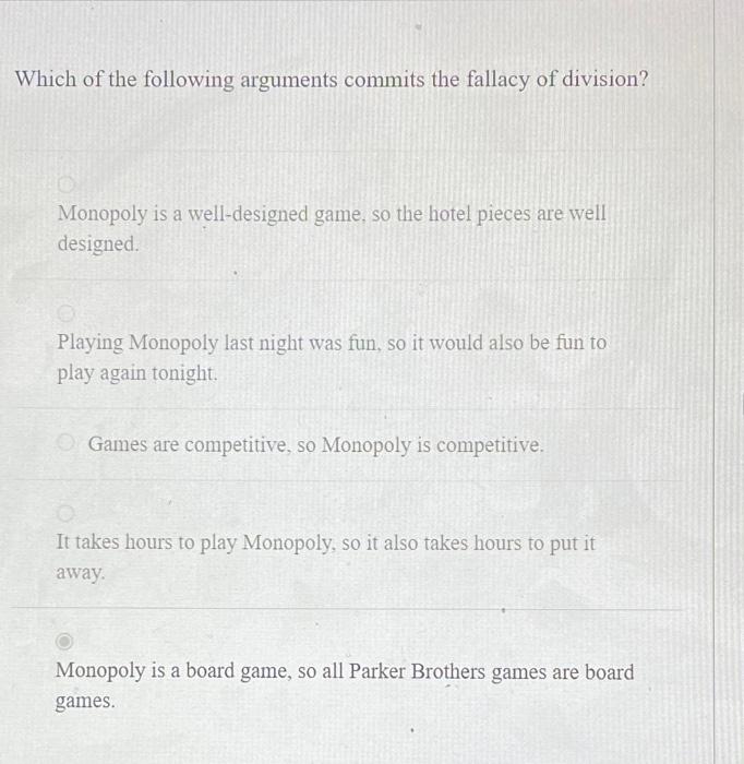 Which of the following arguments commits the fallacy | Chegg.com