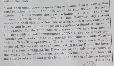 Solved within the plate.A one-shell-pass, one-tube-pass heat | Chegg.com