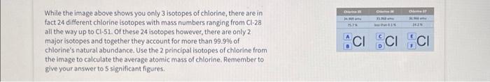 Solved 124 While the image above shows you only 3 isotopes | Chegg.com