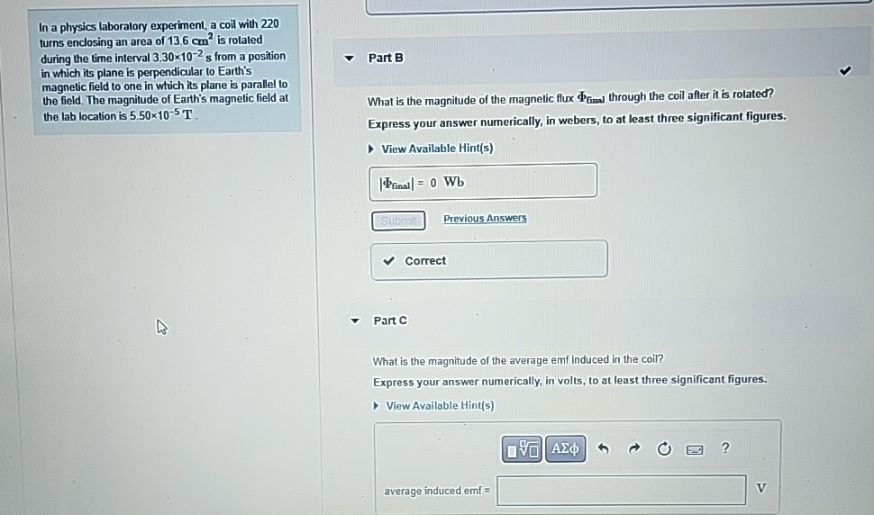 Solved In a physics laboratory experiment, a coil with 220 | Chegg.com