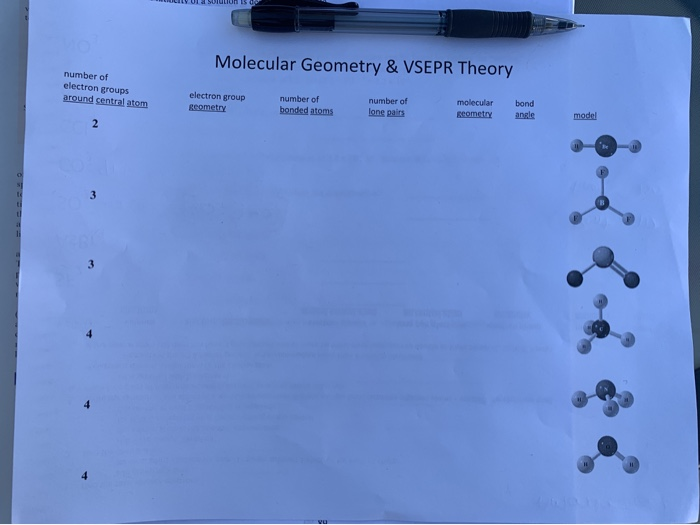 Solved Molecular Geometry & VSEPR Theory number of electron | Chegg.com
