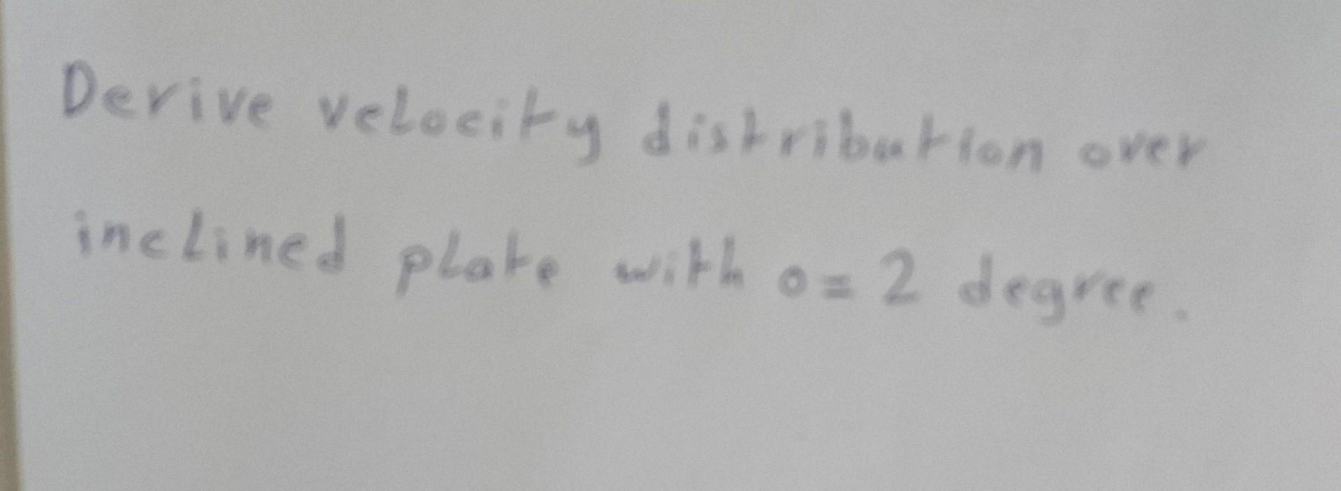 Solved Derive velocity distribution over inclined plate with | Chegg.com