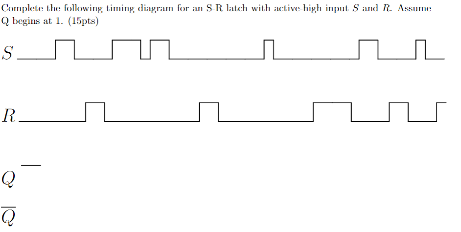 Solved Complete the following timing diagram for an S-R | Chegg.com