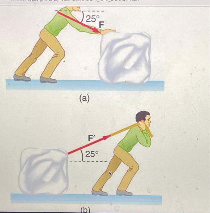 Solved (a)(a) Calculate the minimum force F he must exert to | Chegg.com