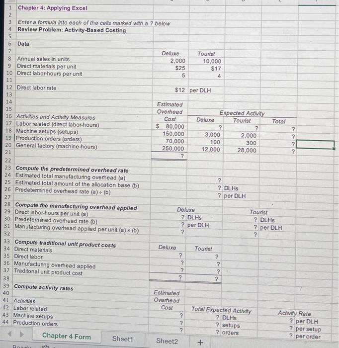 Solved Chapter 4: Applying Excel: Excel Worksheet (Part 1 of | Chegg.com Solved Chapter 4: Applying Excel: Excel Worksheet (Part 1 of | Chegg.com