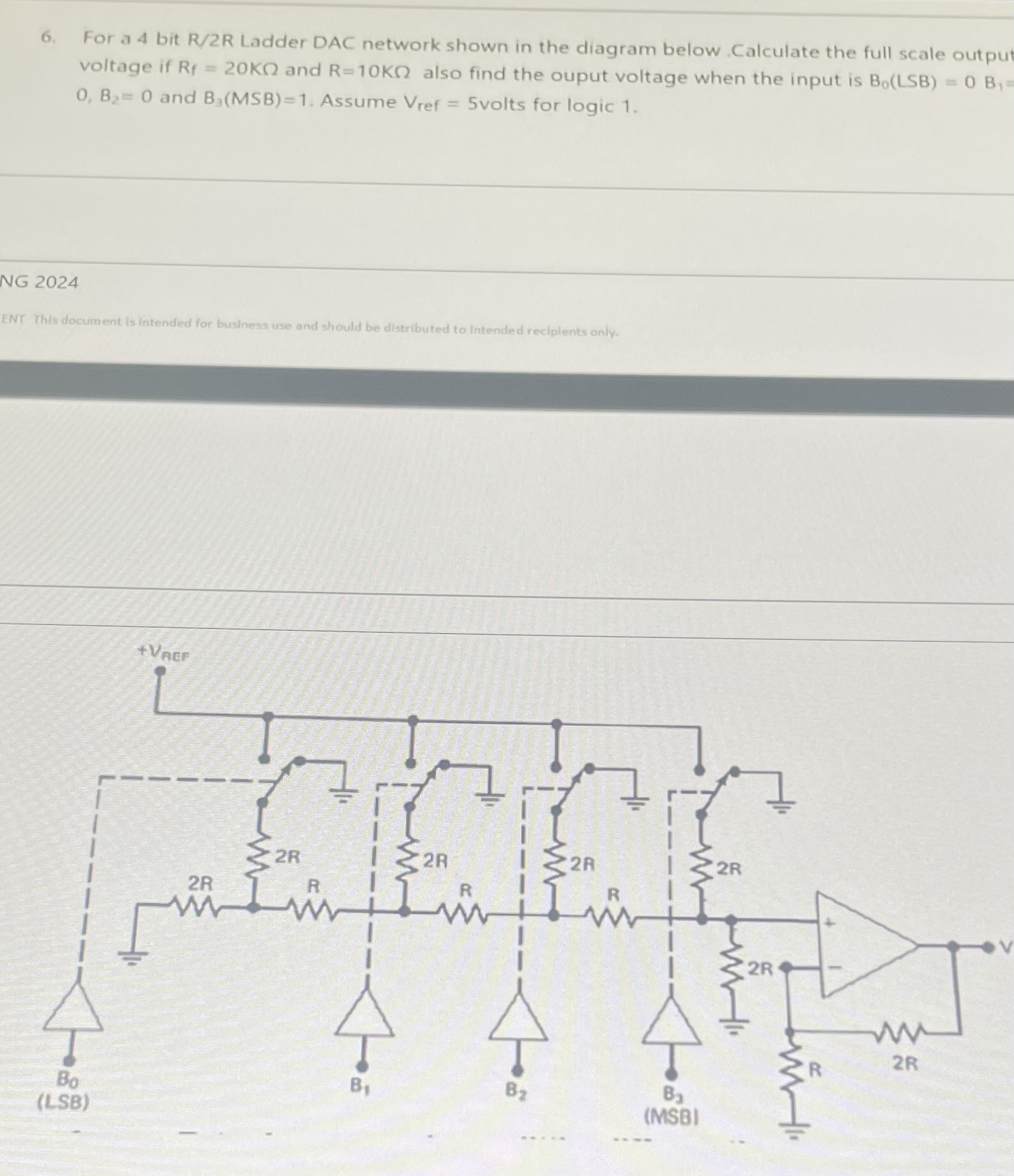 Solved For a 4 ﻿bit R/2R Ladder DAC network shown in the | Chegg.com