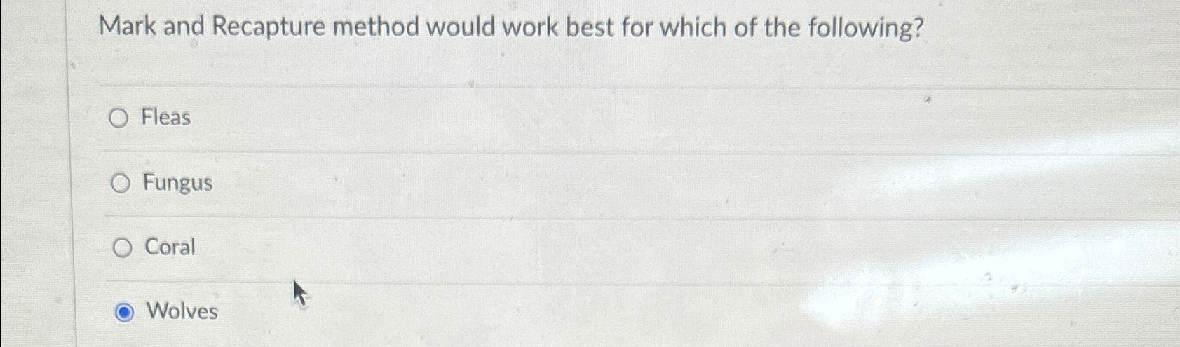 Solved Mark and Recapture method would work best for which | Chegg.com