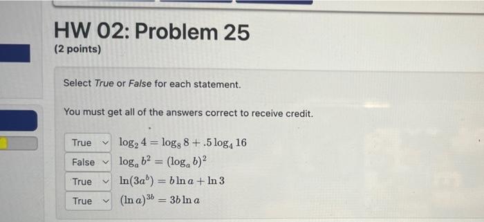 Solved Select True or False for each statement. You must get | Chegg.com