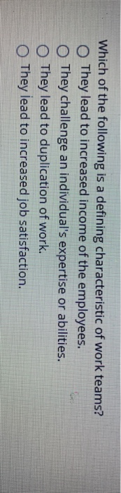 Solved Which of the following is a defining characteristic | Chegg.com