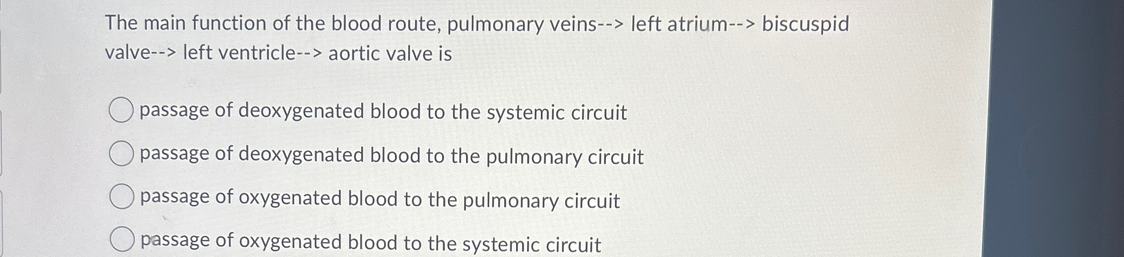 Solved The main function of the blood route, pulmonary | Chegg.com