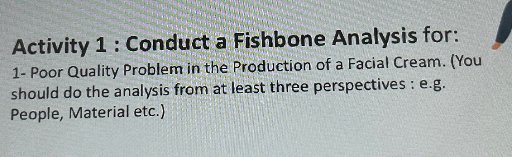 Solved Activity 1 ﻿: Conduct a Fishbone Analysis for:1- | Chegg.com