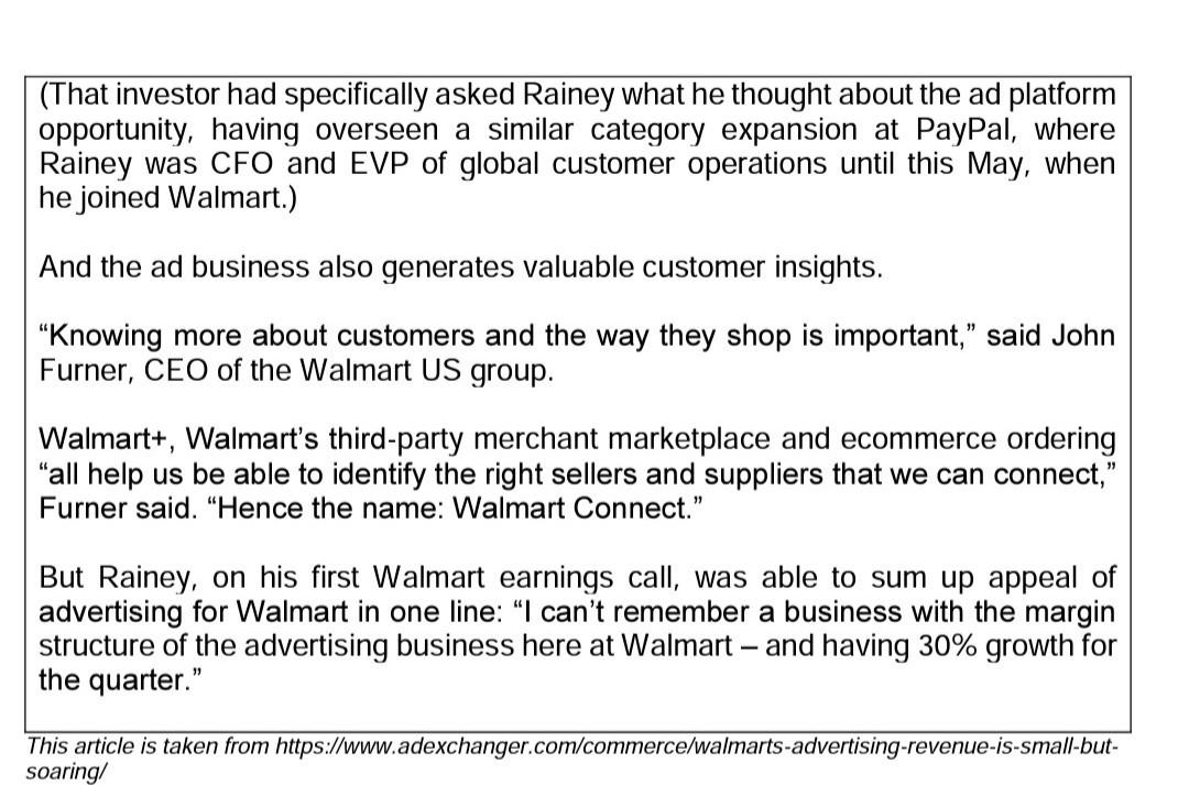 Solved Walmart's Advertising Revenue Is Small But Soaring | Chegg.com
