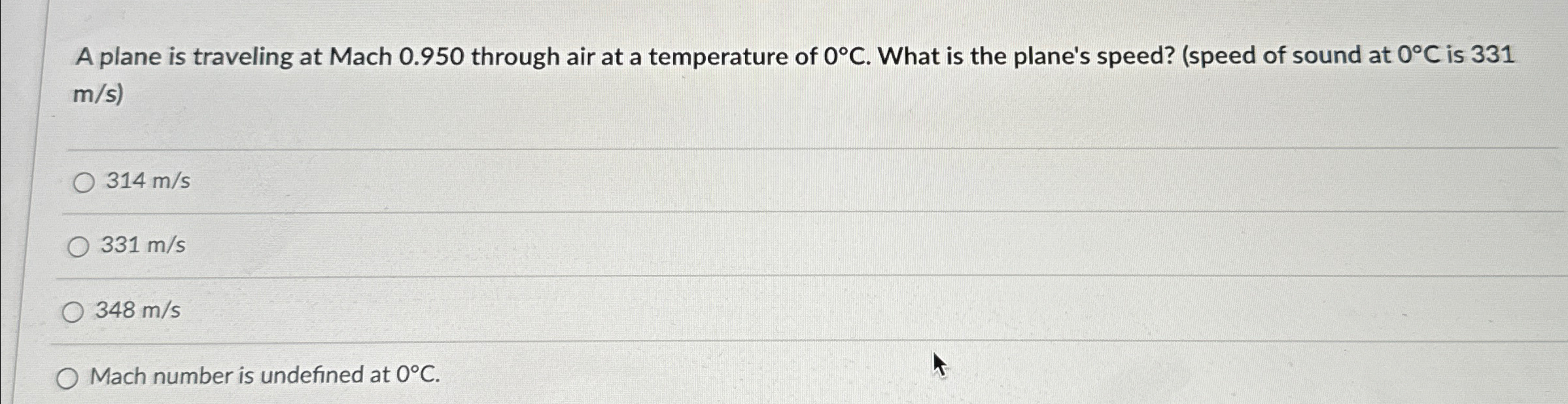 Solved A plane is traveling at Mach 0.950 ﻿through air at a | Chegg.com