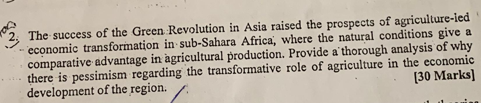 Solved The success of the Green Revolution in Asia raised | Chegg.com
