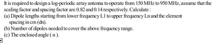 Solved It Is Required To Design A Log Periodic Array Antenna 8054
