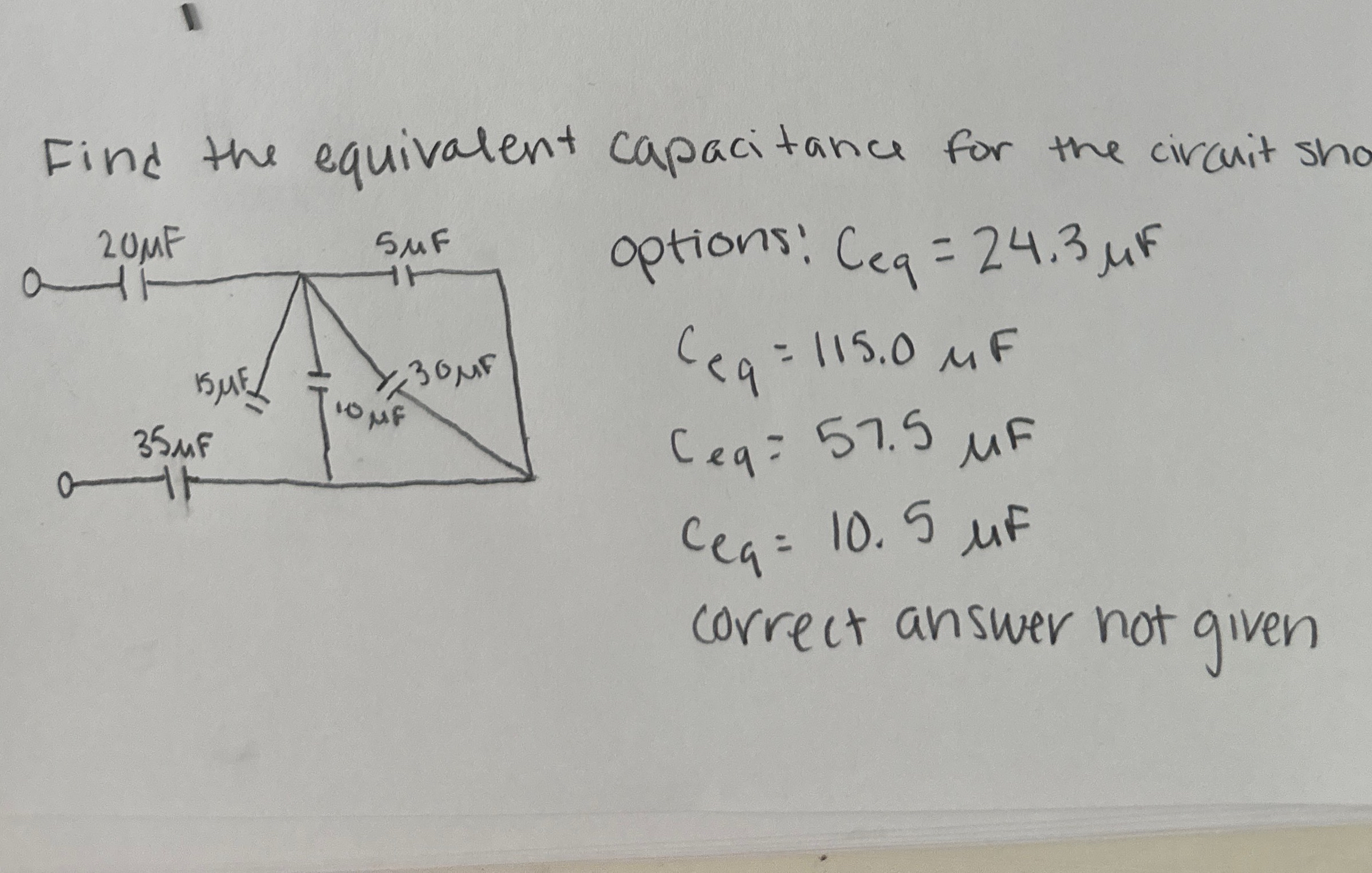 Solved Find the equivalent capacitance for the circuit sho | Chegg.com