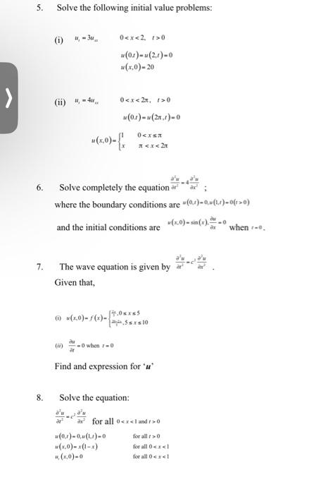 Solved 5 Solve The Following Initial Value Problems I 2954