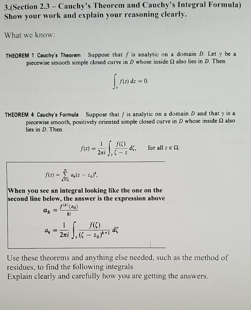 Solved 3.(Section 2.3 - Cauchy's Theorem and Cauchy's | Chegg.com