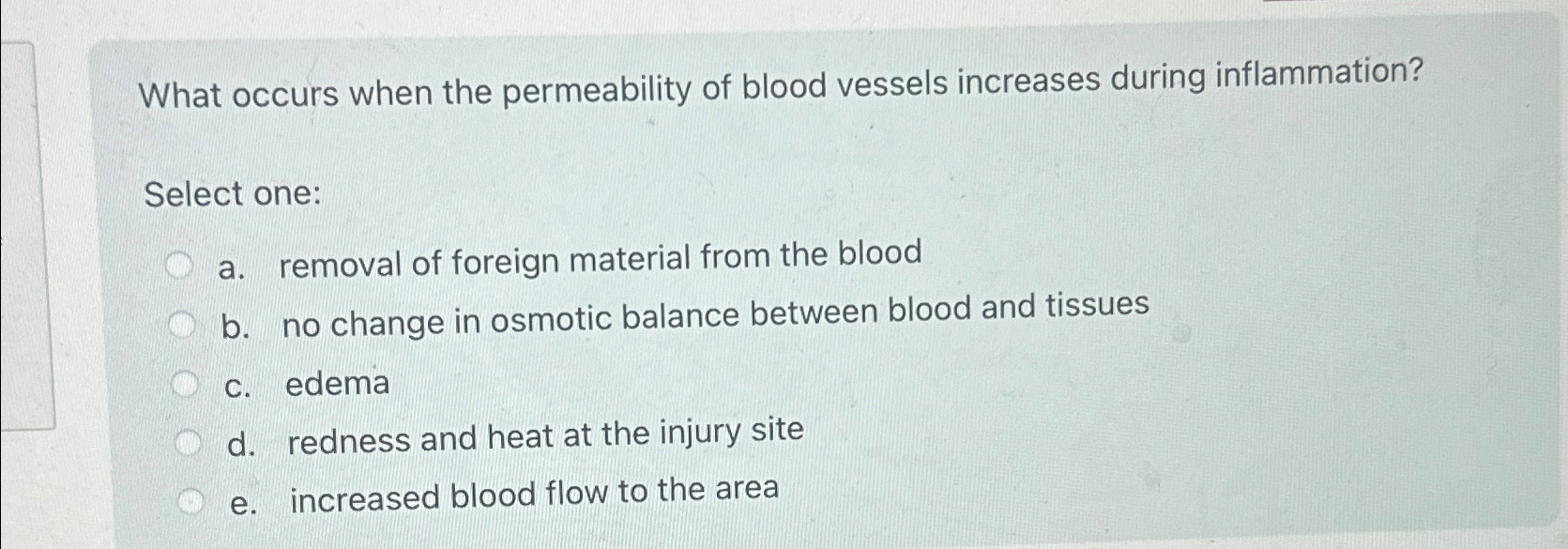 Solved What occurs when the permeability of blood vessels | Chegg.com