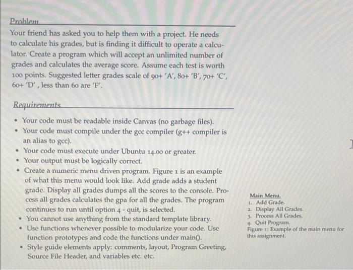 Solved Problem Your friend has asked you to help them with a | Chegg.com
