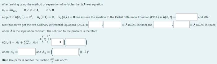 Solved When solving using the method of separation of | Chegg.com