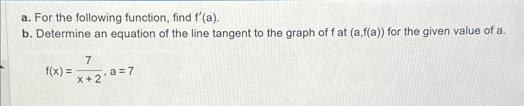 Solved a. ﻿For the following function, find f'(a).b. | Chegg.com