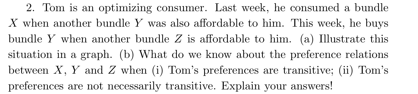 Solved Tom is an optimizing consumer. Last week, he consumed | Chegg.com