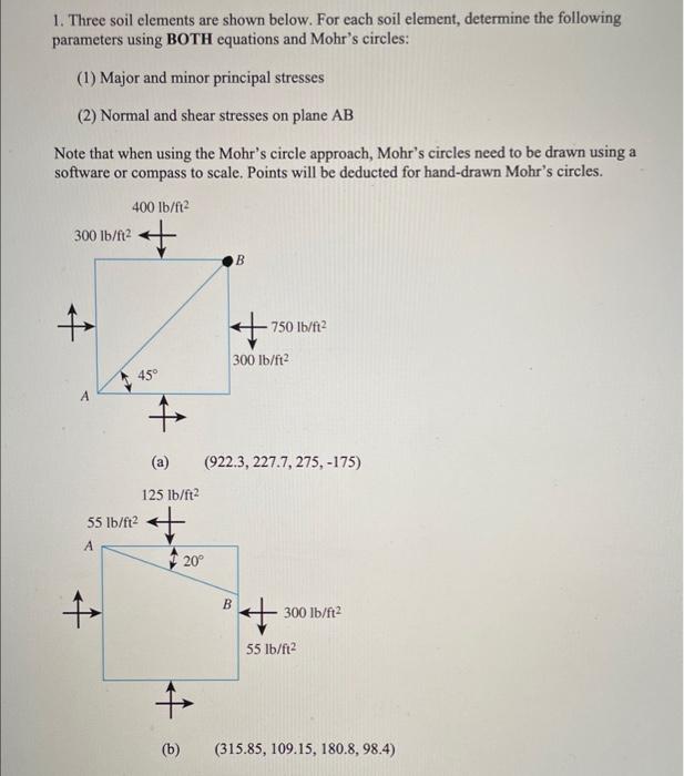 Solved 1. Three soil elements are shown below. For each soil | Chegg.com