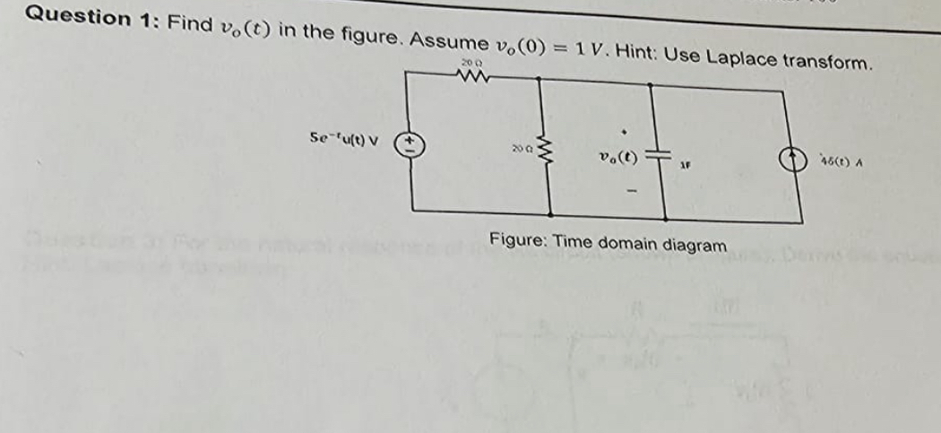 Solved Question 1: Find vo(t) ﻿in the figure. Assume | Chegg.com