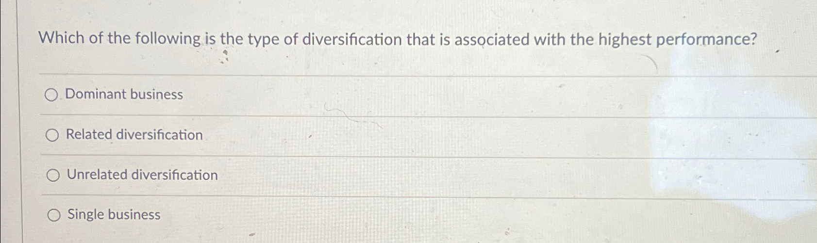 Solved Which of the following is the type of diversification | Chegg.com