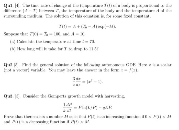 Solved Qu1, [4]. The time rate of change of the temperature | Chegg.com