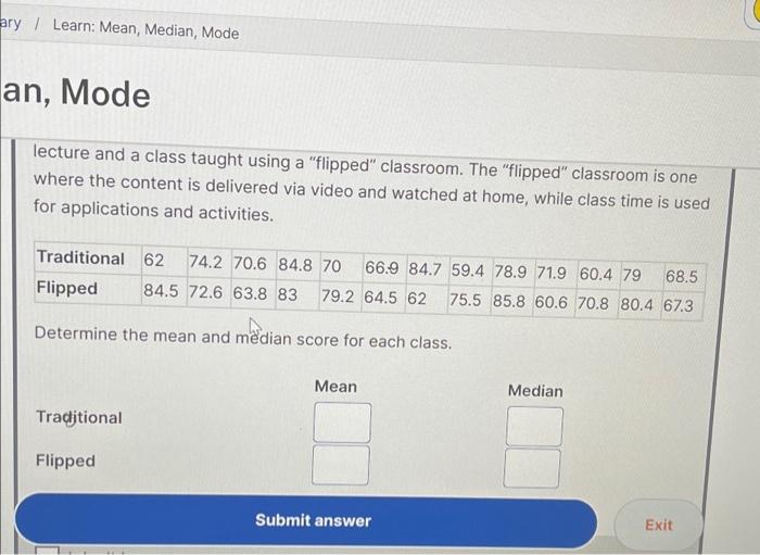 Solved ary Learn: Mean, Median, Mode an, Mode lecture and a | Chegg.com