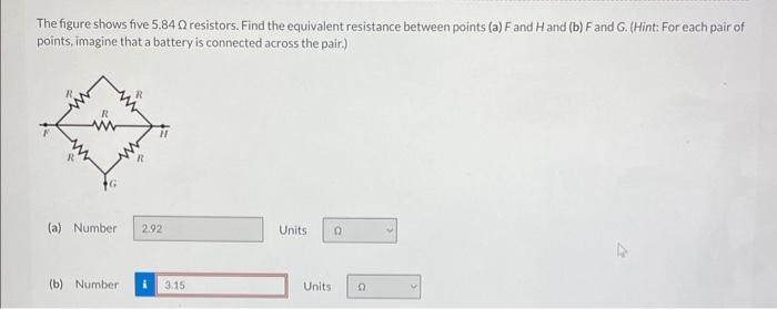 [Solved]: The figure shows five ( 5.84 Omega ) resistors