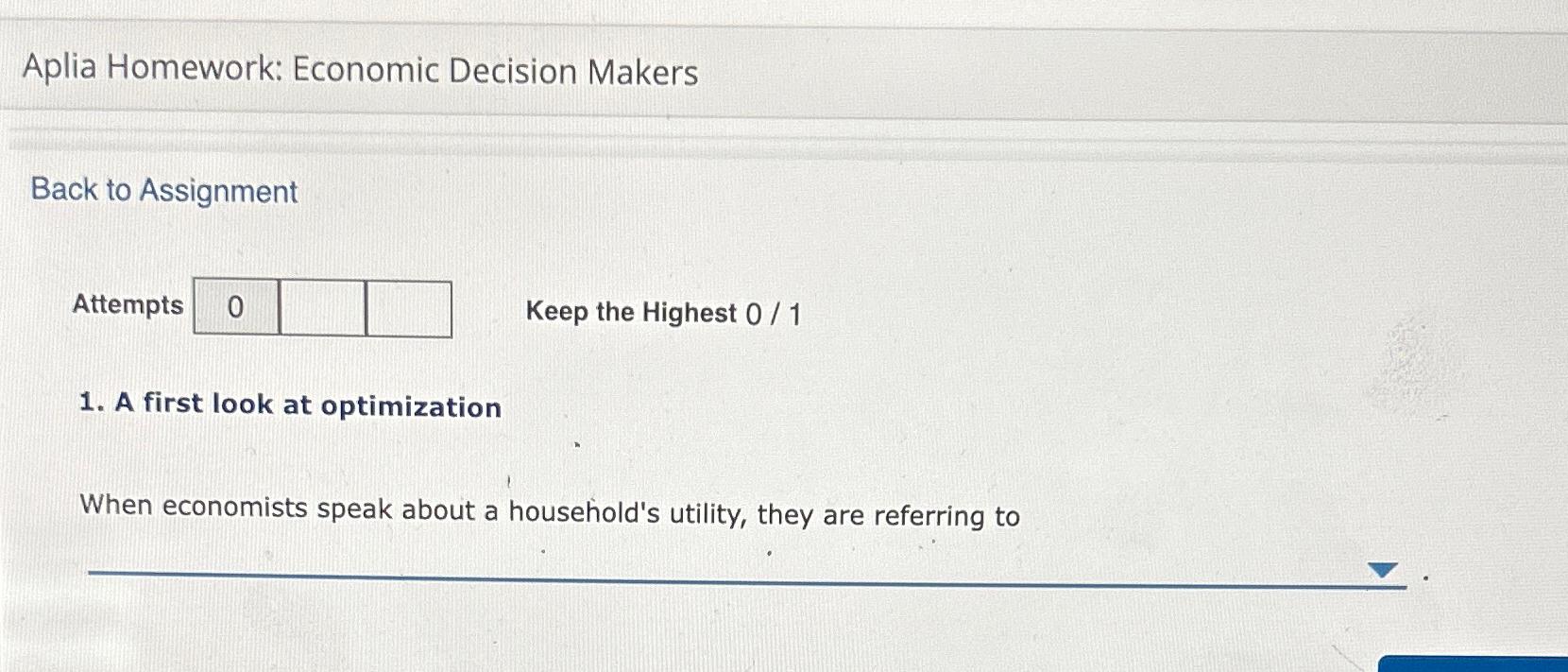 Solved Aplia Homework: Economic Decision MakersBack to | Chegg.com