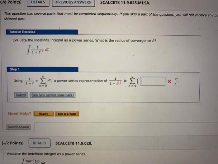 Solved 0/8 Points) DETAILS PREVIOUS ANSWERS SCALCET8 | Chegg.com